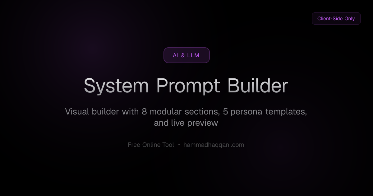 System Prompt Builder | Free AI & LLM Tool | Hammad Haqqani
